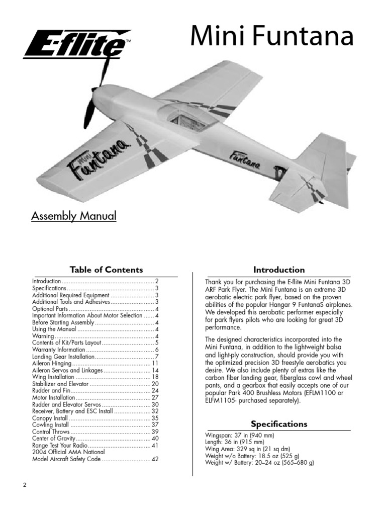 Mini Funtana Manual | PDF | Screw | Aircraft