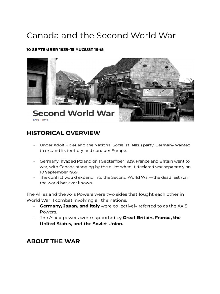 Canada's Role in WWII | Download Free PDF | World War II | Operation ...