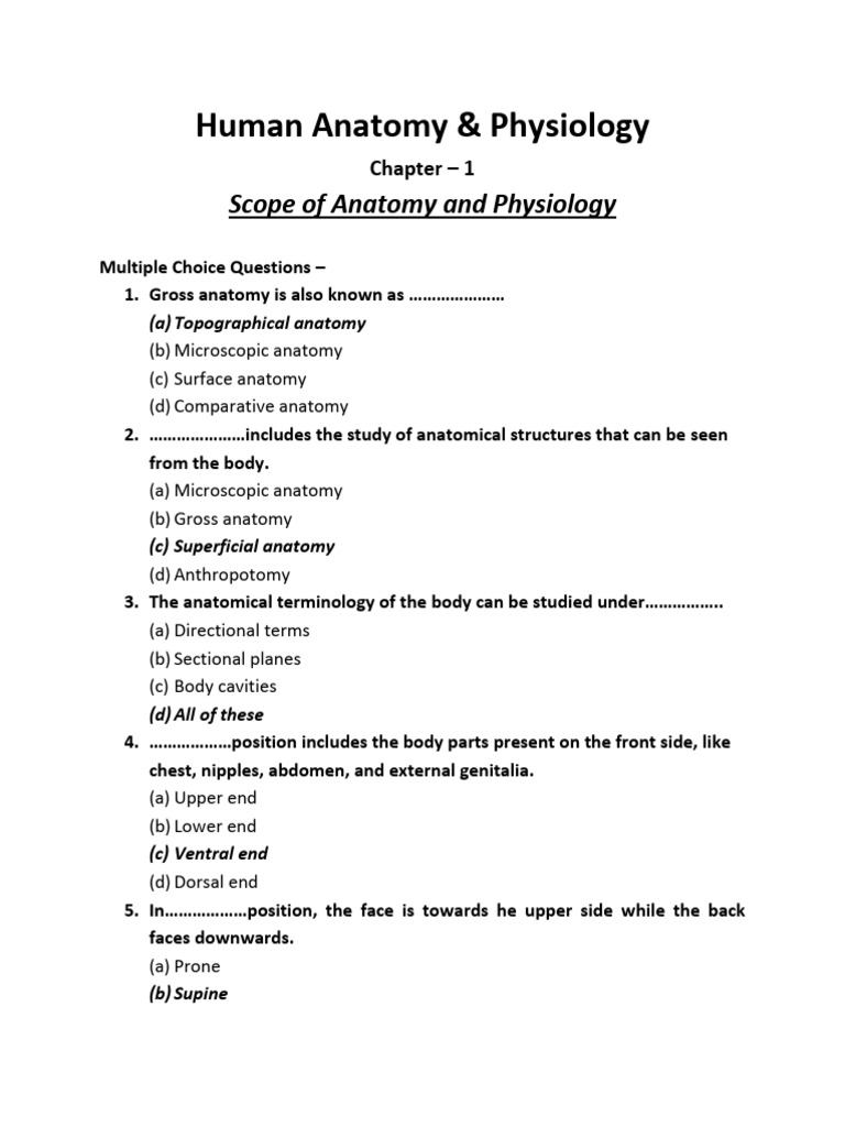 Anatomy & Physiology MCQs Overview | PDF | Lymphatic System | Epithelium