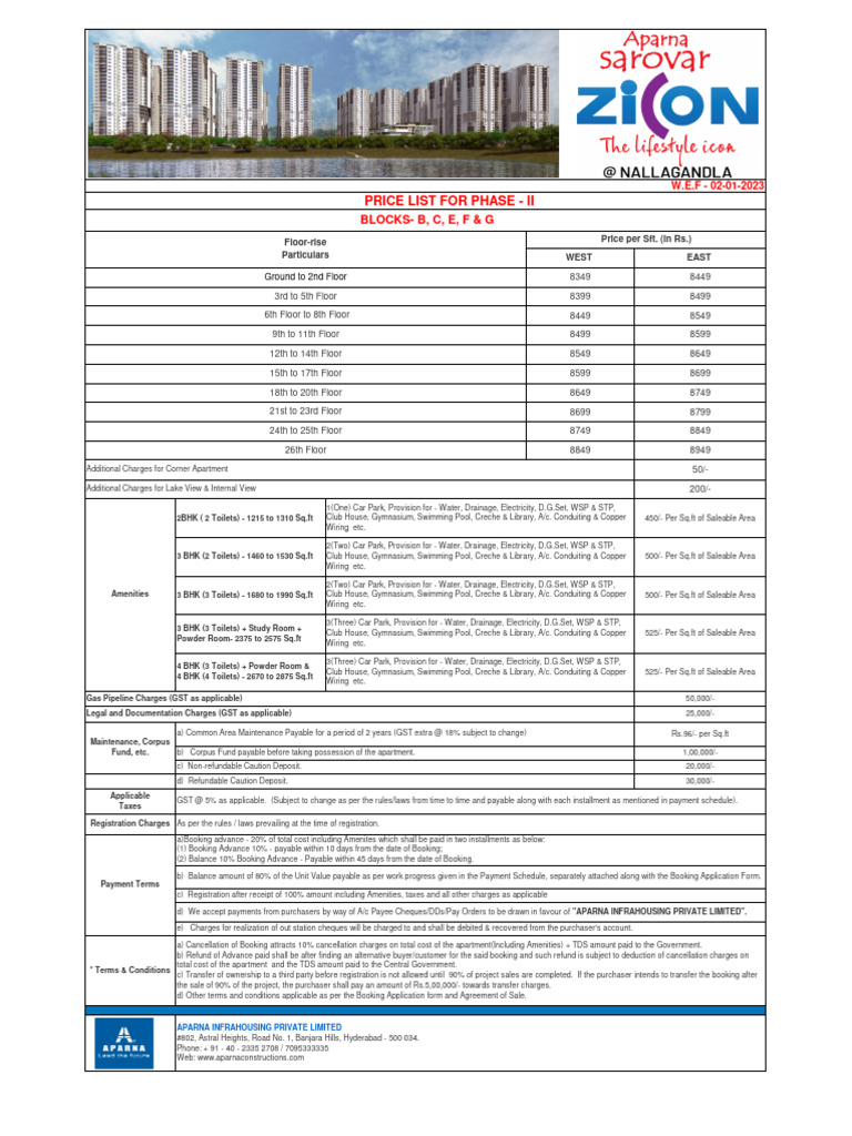Zicon Price List Phase II | PDF | Payments | Cheque