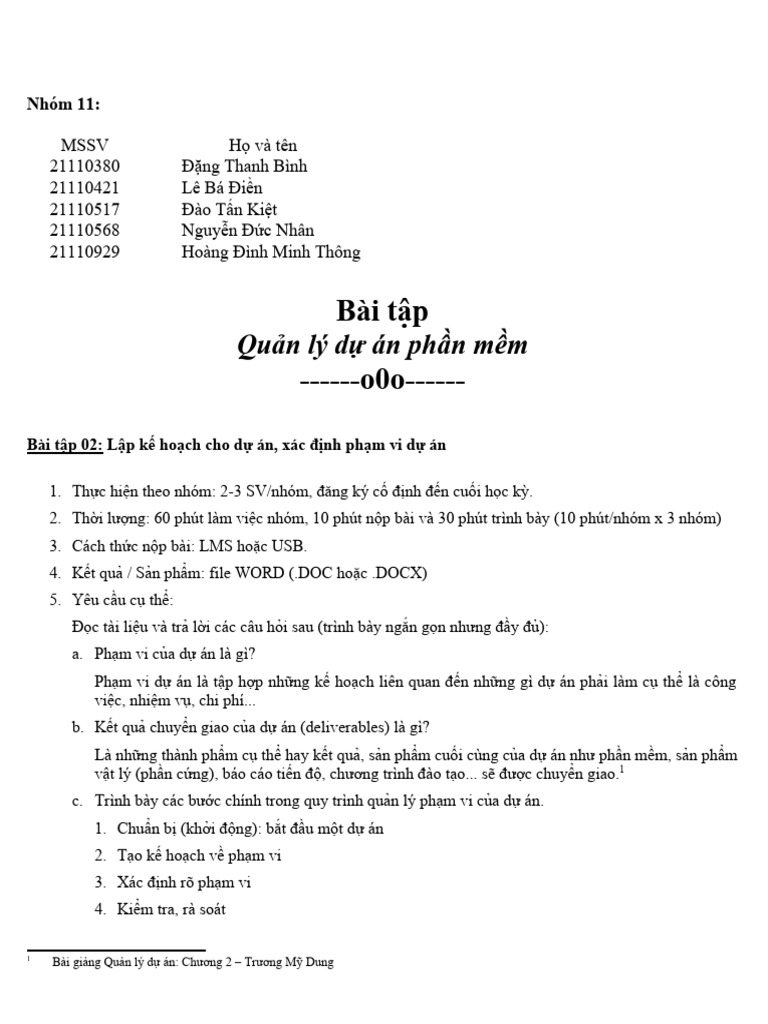 Nhom11 BT02 QuanLyPhamVi | PDF