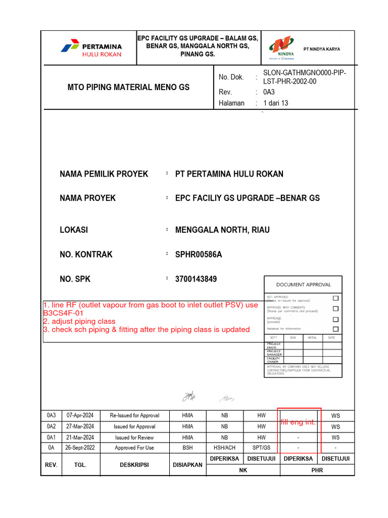 EPC Facility GS Upgrade MTO List | PDF | Pipe (Fluid Conveyance ...