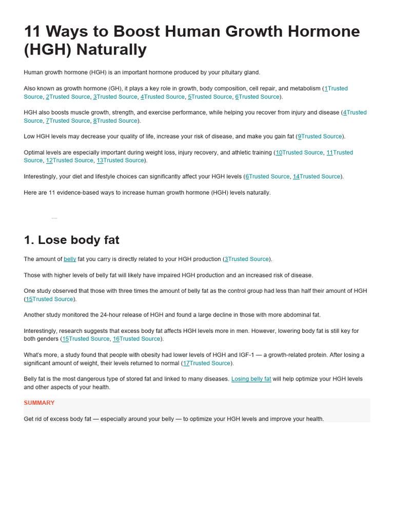 Boost HGH Naturally: 11 Effective Tips | PDF | Growth Hormone | Sleep