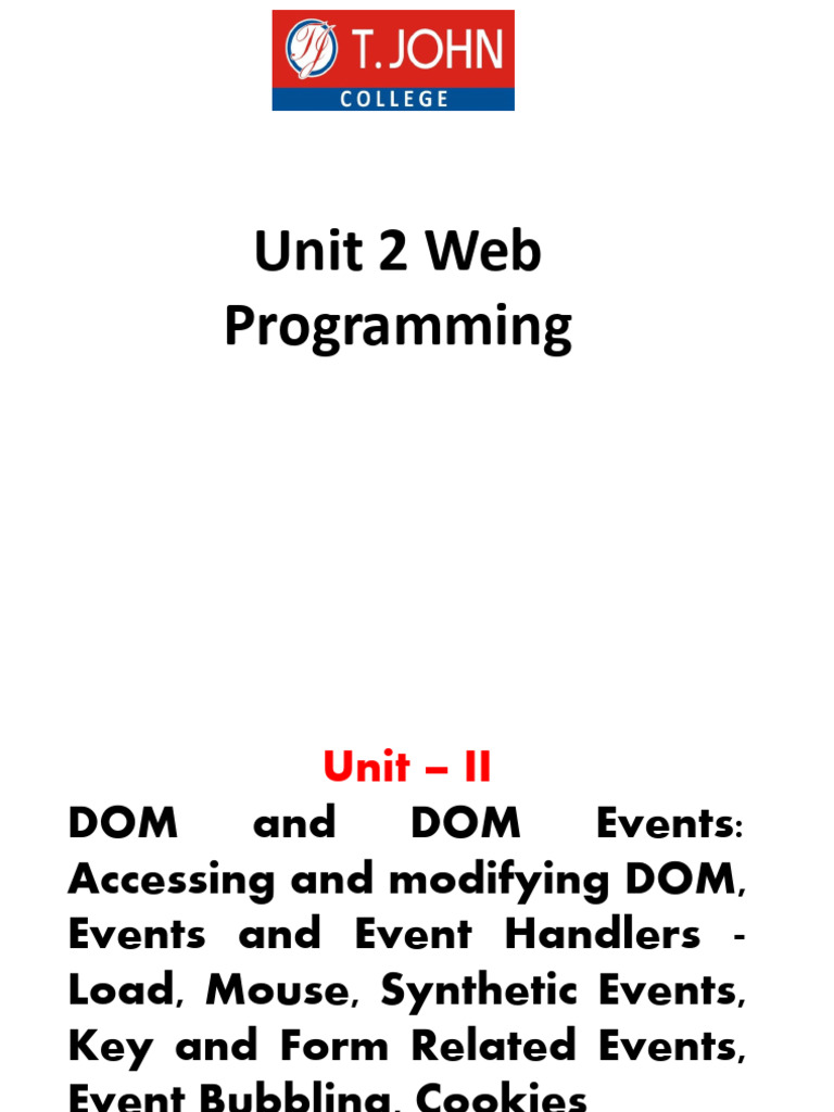Unit - 2 WEB PROGRAMMING | PDF | Document Object Model | Html