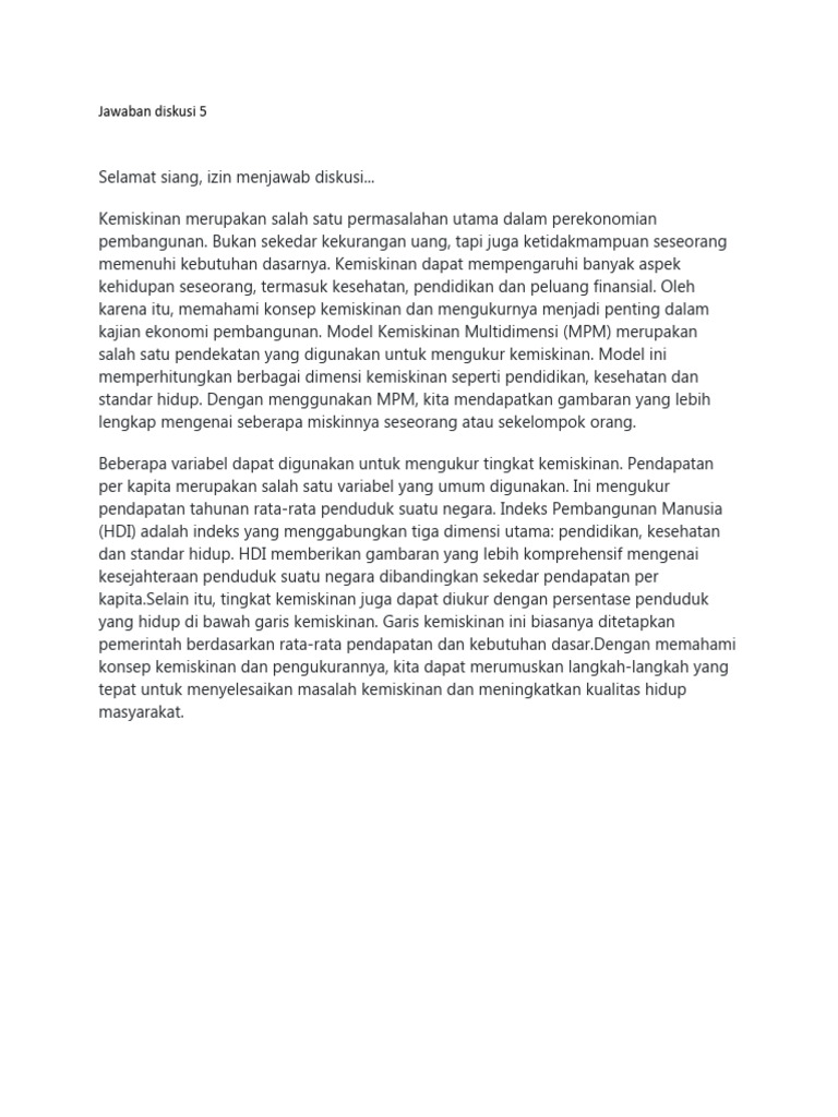 Jawaban Diskusi 5 Teknik Dan Analisis Ekonomi | PDF
