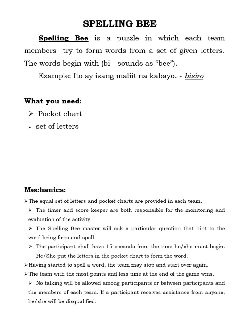 SPELLING-BEE.mechanics | PDF