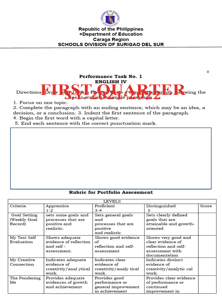 First Quarter Performance Task No. 1 All Subjects | PDF | Paragraph ...