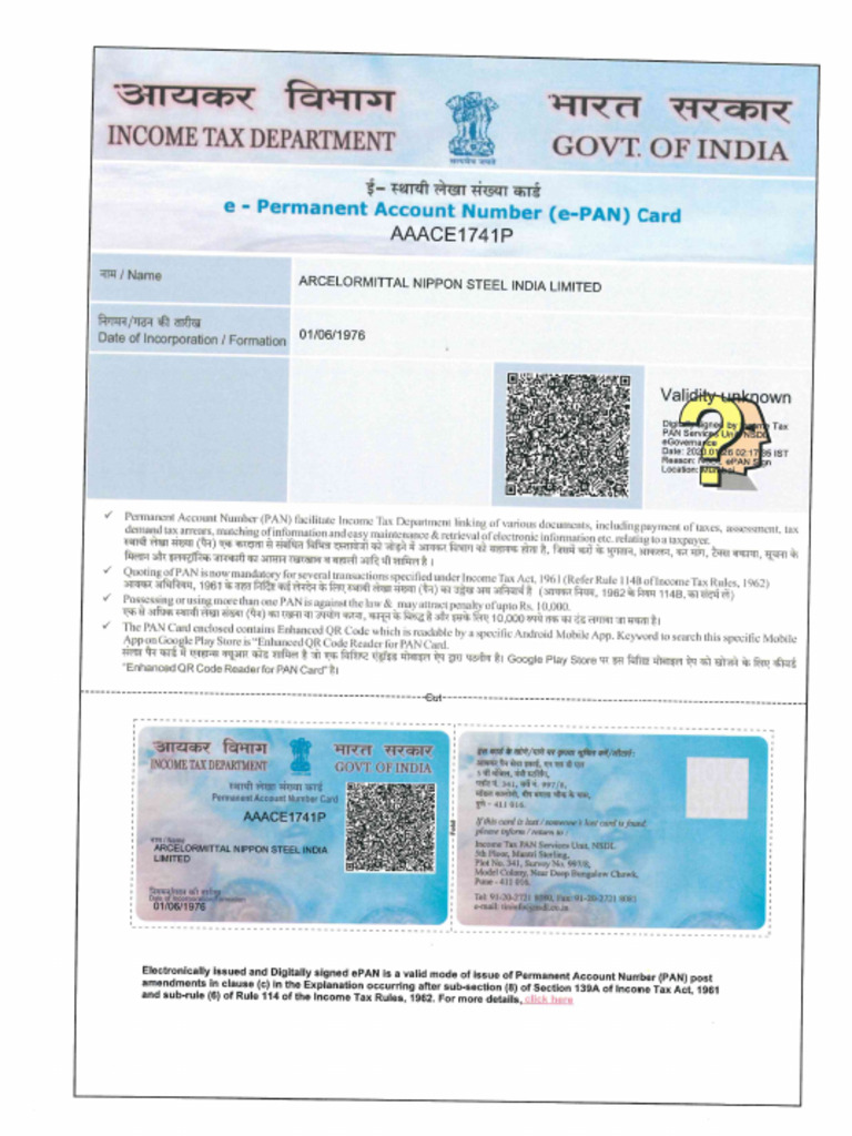 Annex 8.1 - Pan Card Details | PDF