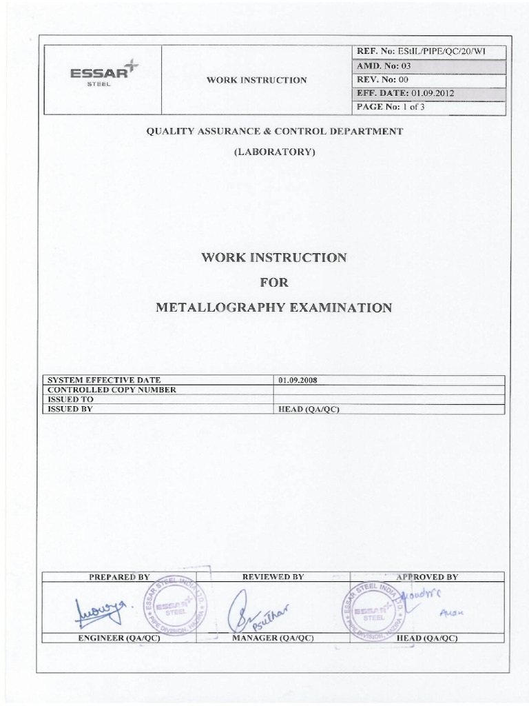Annex 7.12 - WI Metallography Test | PDF