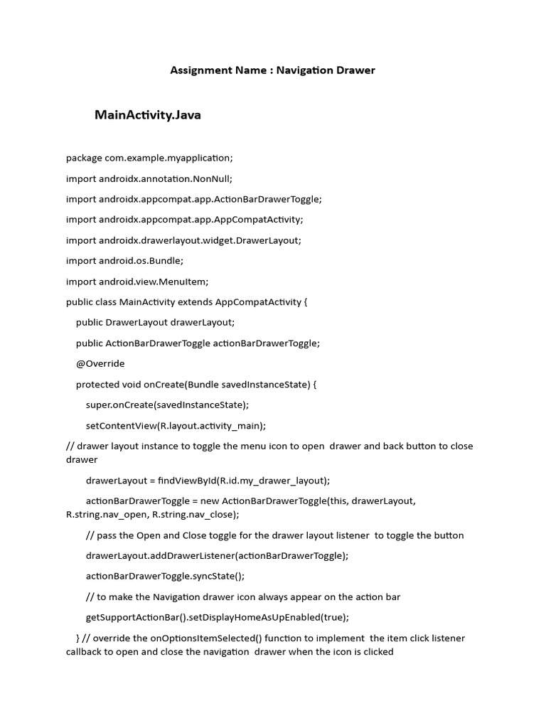 Assignment8_NavigationDrawer | PDF | Android (Operating System) | System Software