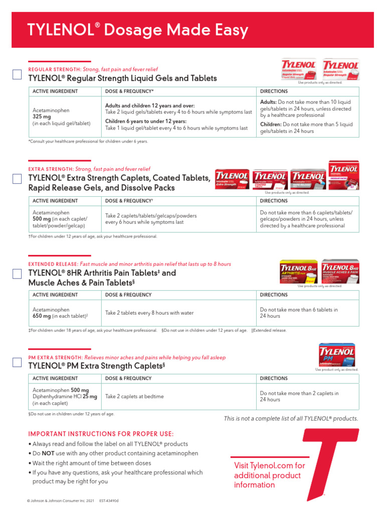 Adult Tylenol Dosage Guide en | PDF | Tablet (Pharmacy) | Pharmacology