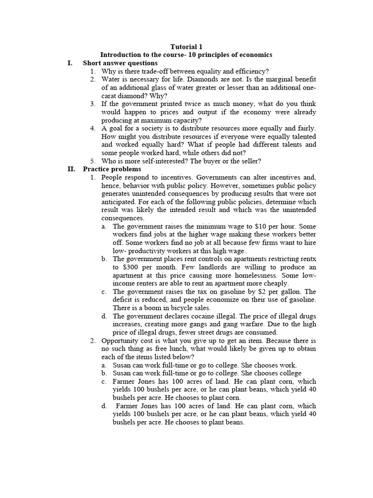 Tutorial 1 | PDF | Macroeconomics | Economics