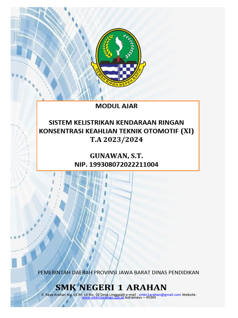 Modul Ajar Sistem Kelistrikan Kendaraan Ringan Pdf