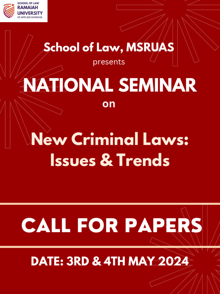 National Seminar on New Criminal Laws | PDF | Law School | Legal Education