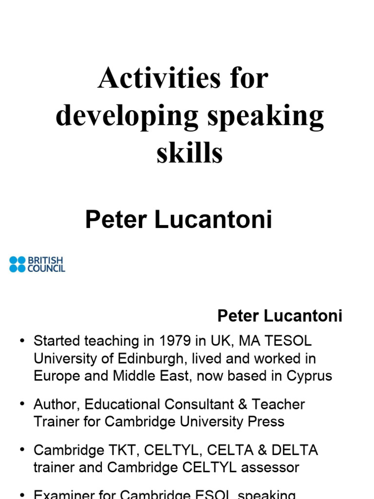 Activities For Developing Speaking Skills | PDF | English As A Second ...