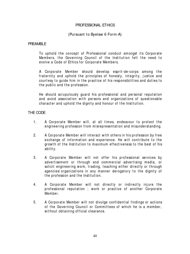 UNIT 5 Code of Ethics by THE INSTITUTION OF ELECTRONICS AND TELECOMMUNICATION ENGINEERS | PDF ...