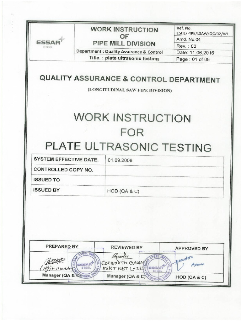 Annex 7.2 - WI Plate Ultrasonic Testing | PDF