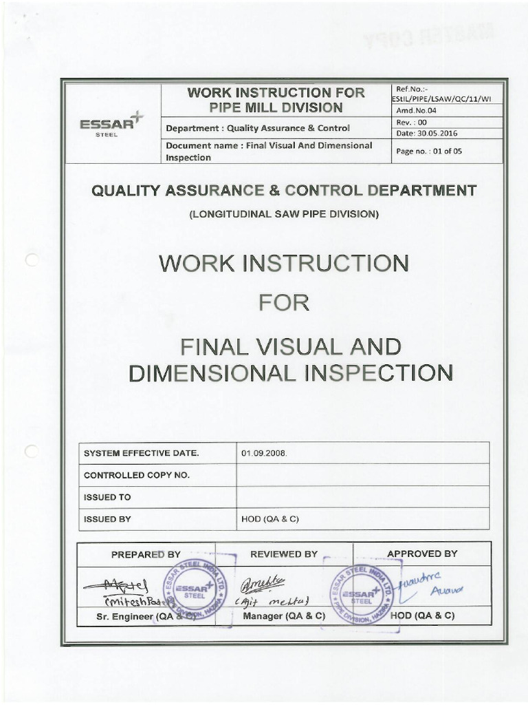 Annex 7.4 - WI Final Inspection | PDF