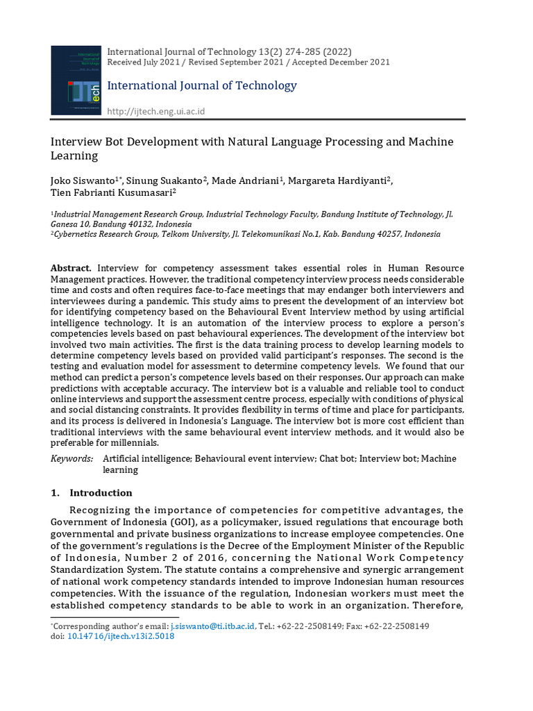 Interview Bot Development With Natural Language PR | PDF | Artificial Intelligence ...