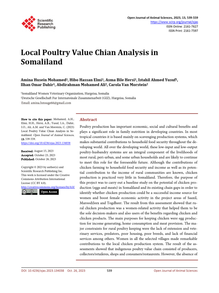 Local Poultry Value Chain Analysis in Somaliland Aupported by GIZ-RDRM ...