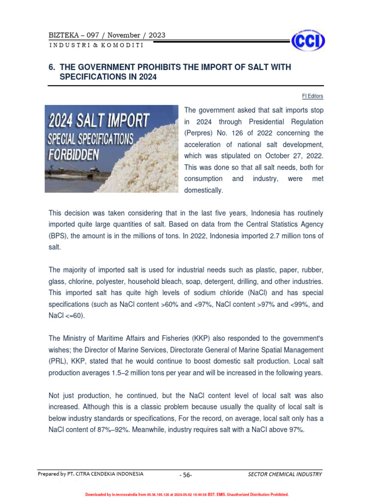 09 Business Analisys - THE GOVERNMENT PROHIBITS THE IMPORT OF SALT WITH ...