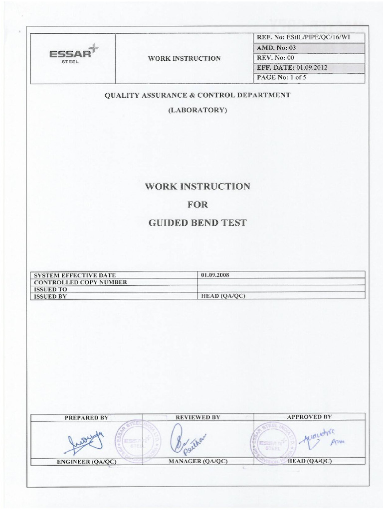 Annex 7.8 - WI Guided Bend Test | PDF