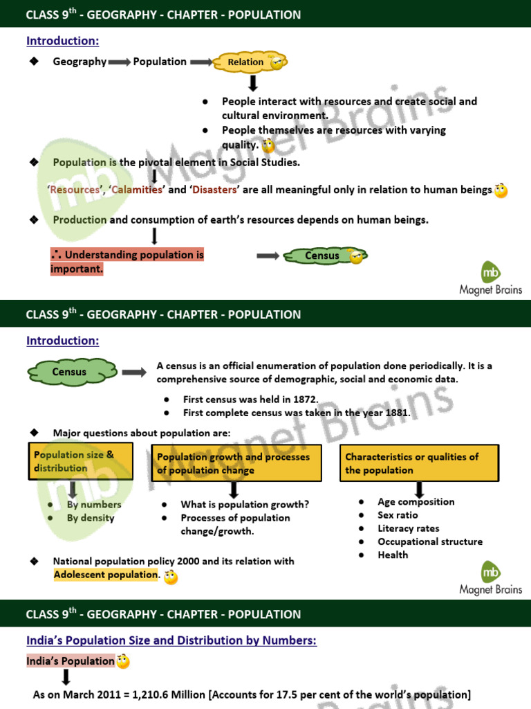 9th Geography - Chapter 6 Population | PDF | Human Migration | Literacy