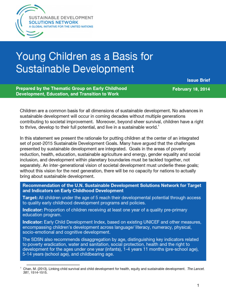 ECD-Brief FINAL 021914 | PDF | Sustainability | Early Childhood Education