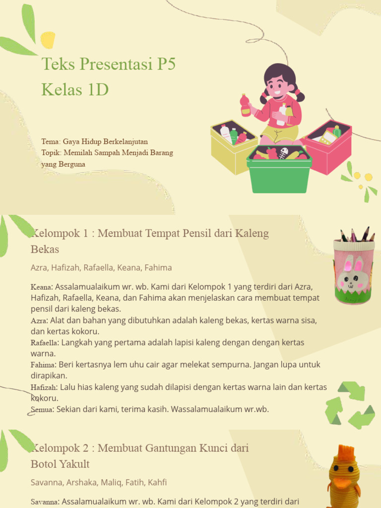 Presentasi P5 Kelas 1D | PDF