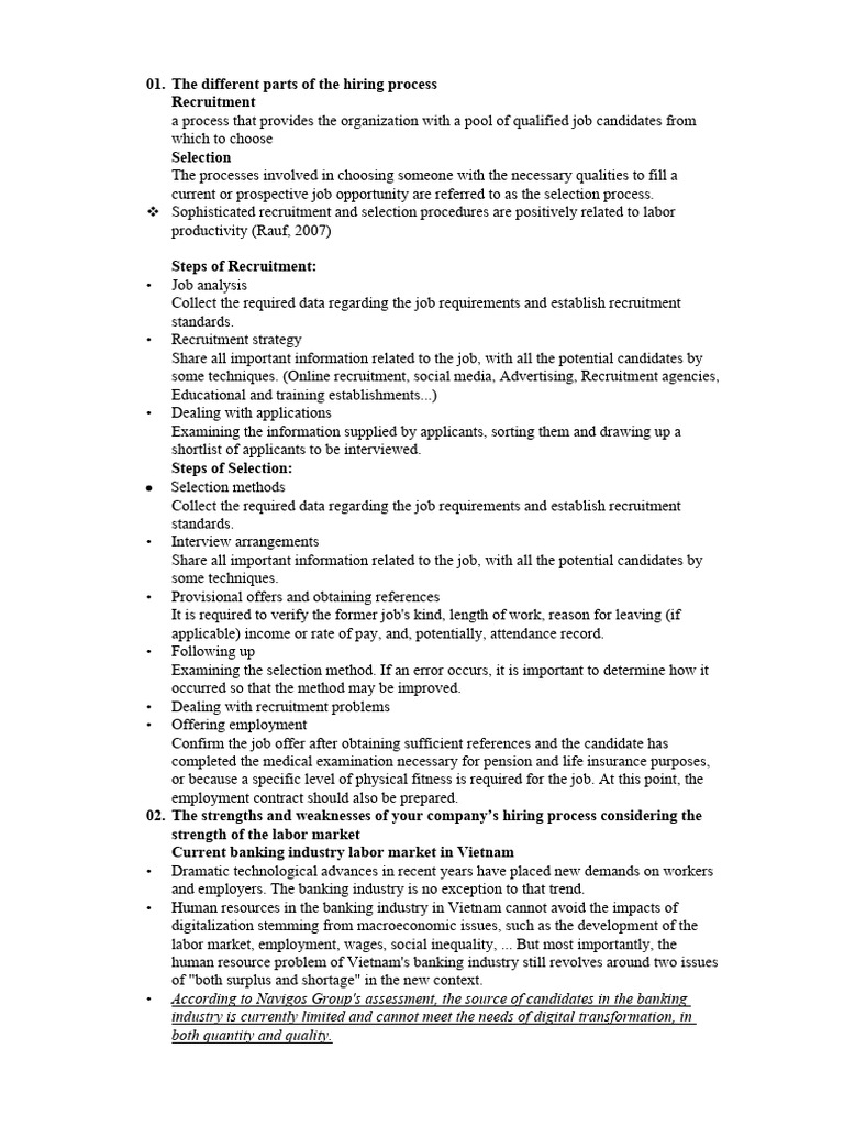The Different Parts of The Hiring Process | PDF | Recruitment | Employment