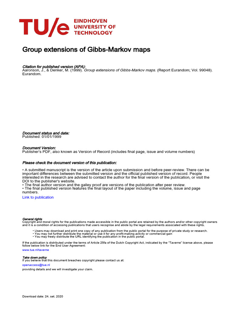 Aaronson - Denker - Group Extensions of Gibbs-Markov Maps | PDF | Group (Mathematics ...