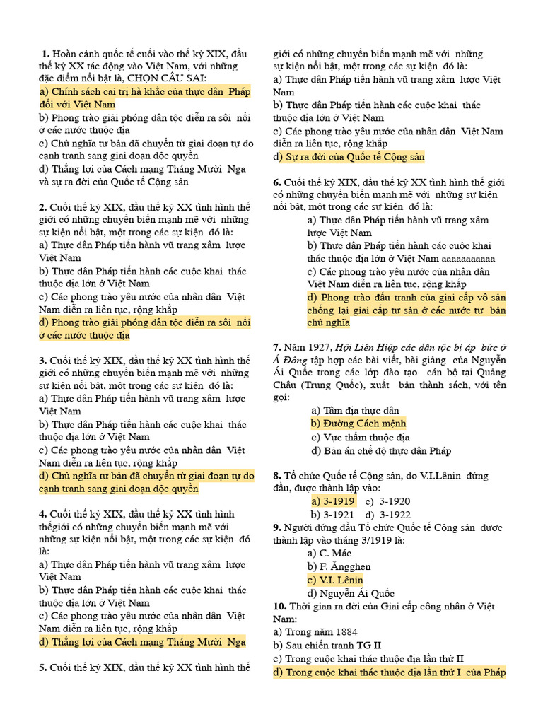 Trac Nghiem LSD | PDF