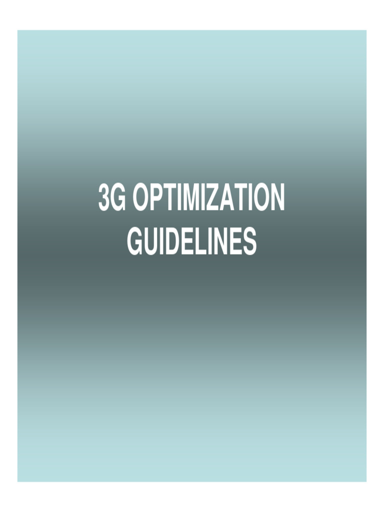 3G Network Optimization Guidelines | PDF | Software Defined Radio | Telecommunications Engineering