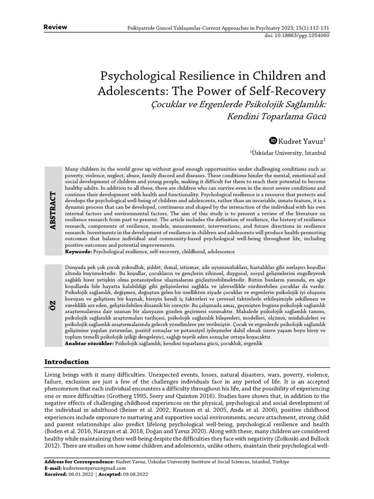 (2023) Psychological Resilience in Children and Adolescents - The Power ...