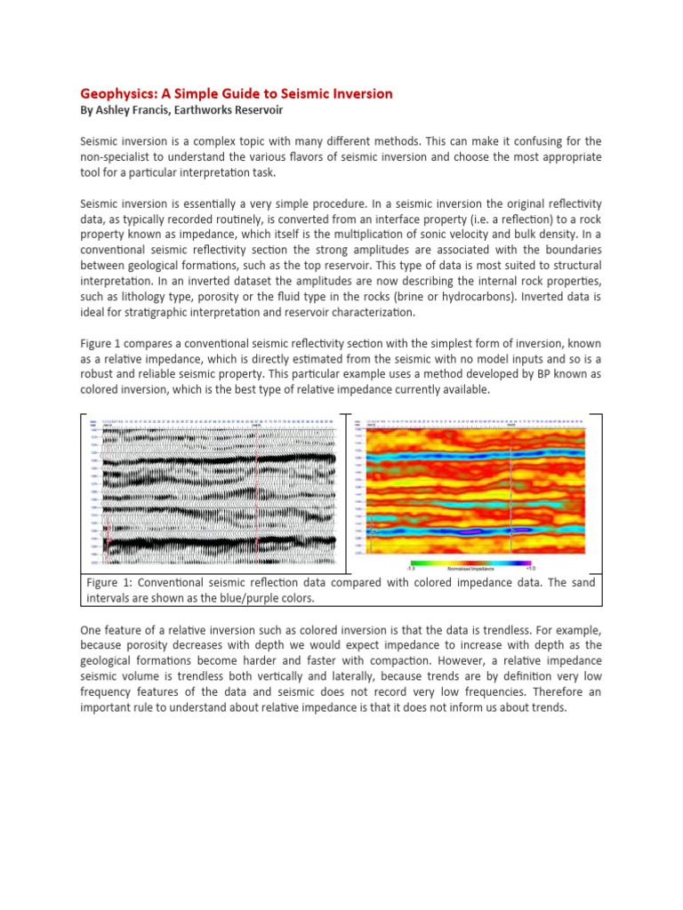 Seismic Inversion for Geophysicists | PDF | Geology | Applied And ...