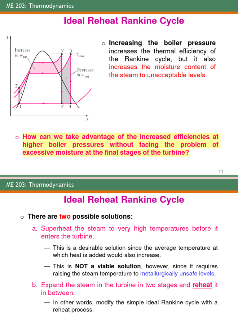 Lecture 6 Reheat Rankine Cycle | PDF | Steam | Engine Technology