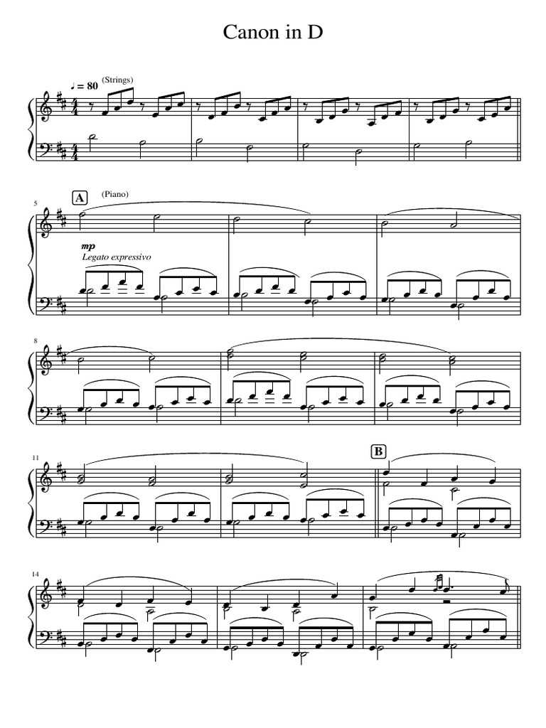 Pachelbels Canon in D | Download Free PDF | String Instruments ...