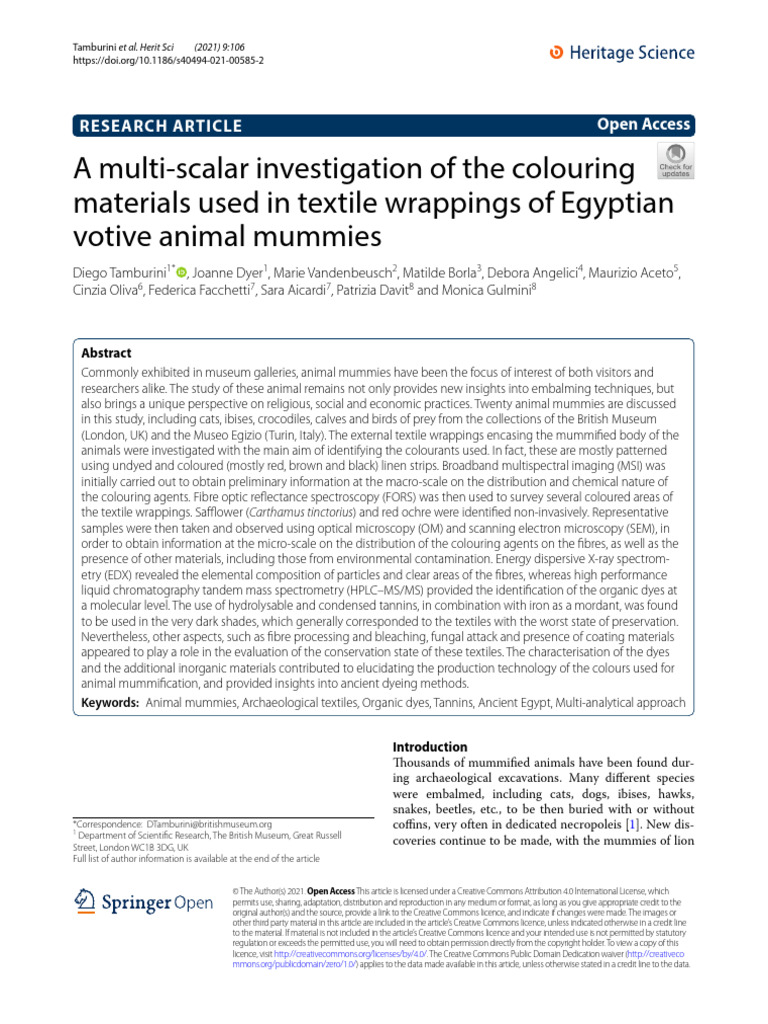 A Multi-Scalar Investigation o | PDF | Mummy | Ultraviolet