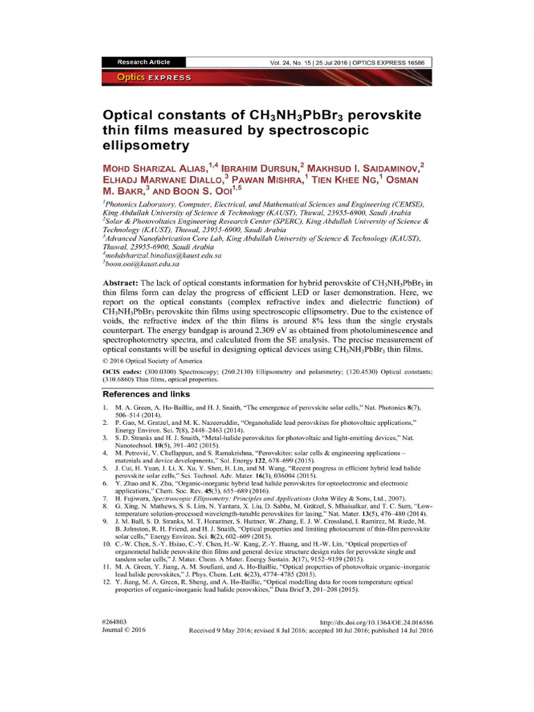 Ellipsometry MAPbBr3 | PDF