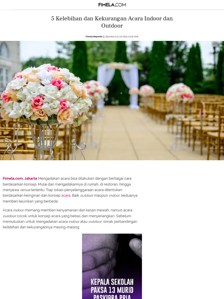 5 Kelebihan dan Kekurangan Acara Indoor dan Outdoor | PDF