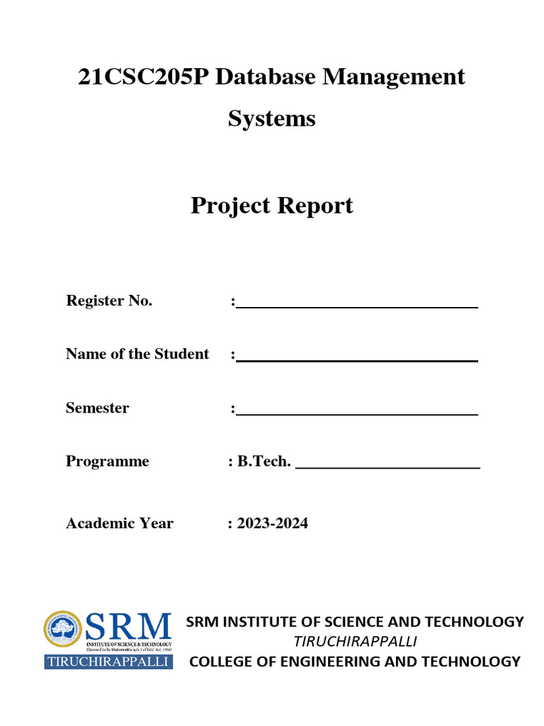 DBMS Report Front Page | PDF | Engineering | Databases