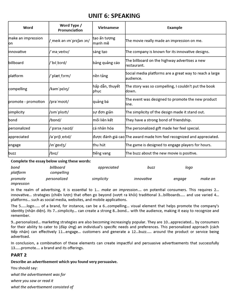 UNIT 6 Speaking Ads | PDF | Brand | Advertising
