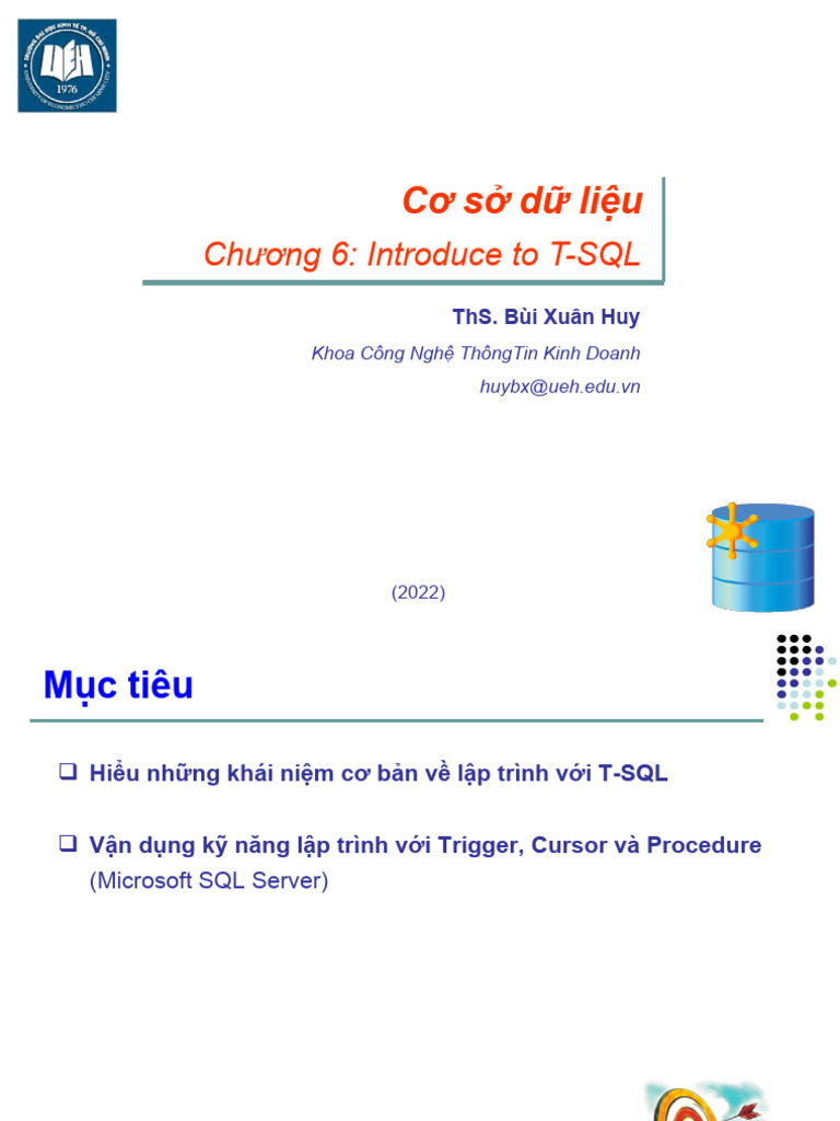 CSDL - Ch6.Introduce To T-SQL | PDF