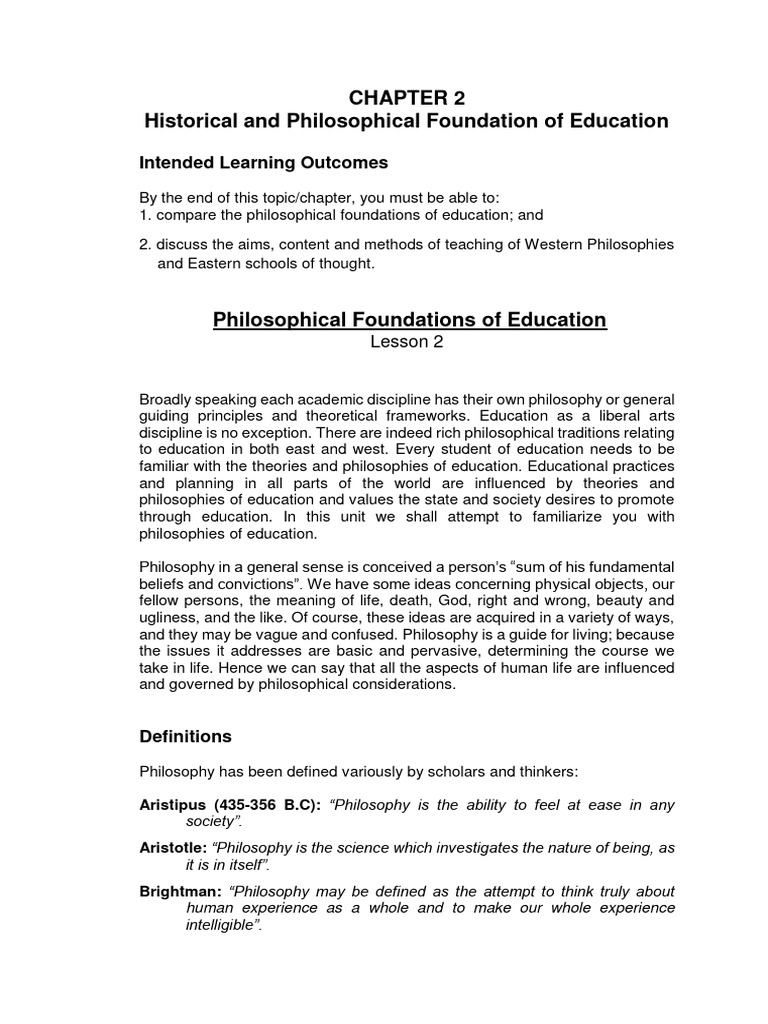 Chapter 2. L2. Philosophical Foundations of Education | PDF ...