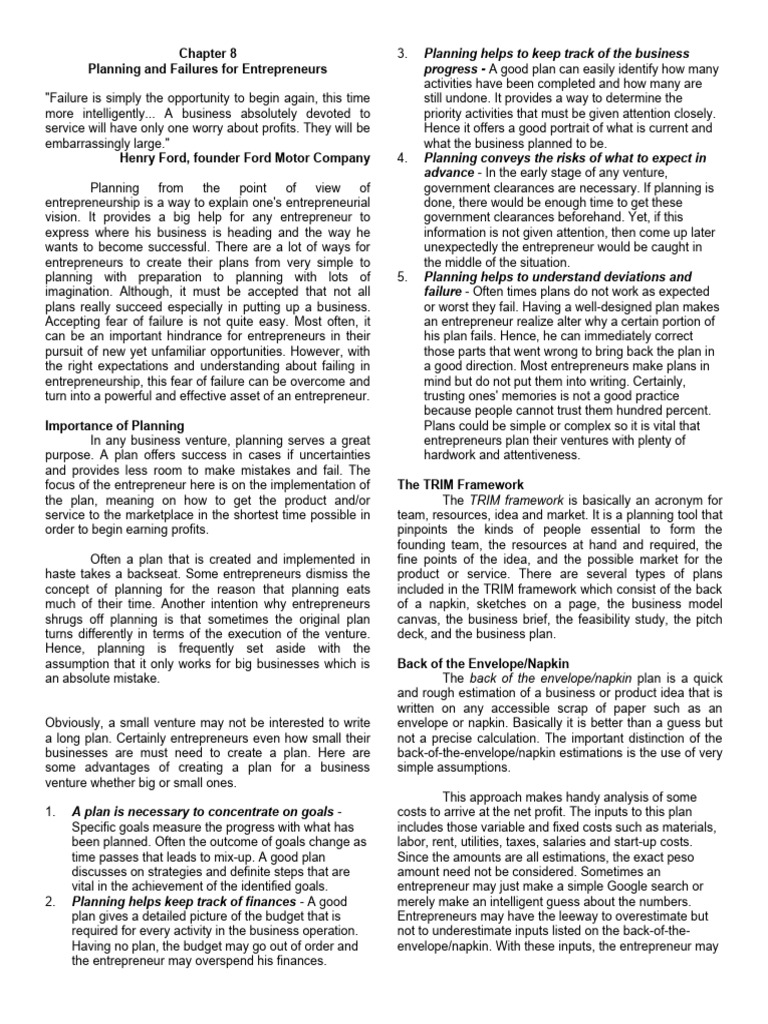 Entrep CH8 | PDF | Entrepreneurship | Feasibility Study