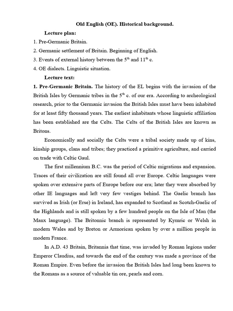Lecture 3 | PDF | Anglo Saxons | Celts