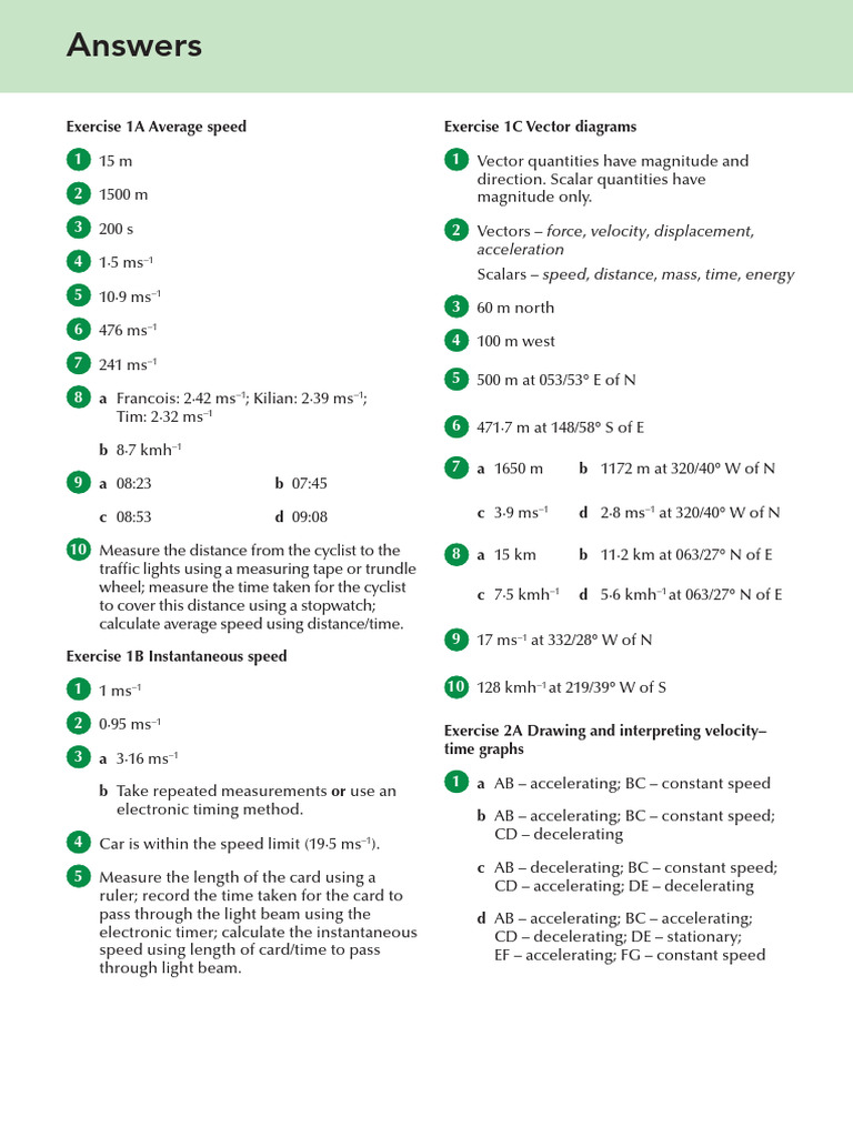 N5 Physics PQB Answers | PDF | Force | Acceleration