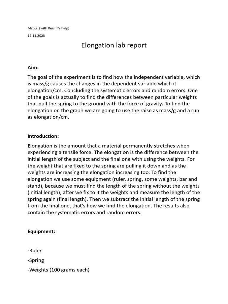 Elongation Lab Report | PDF | Observational Error | Accuracy And Precision
