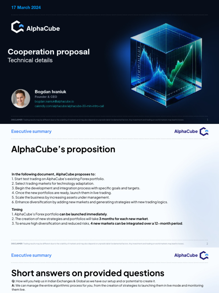 AlphaCube - Cooperation Proposal - Technical Details | PDF | Investing | Market (Economics)