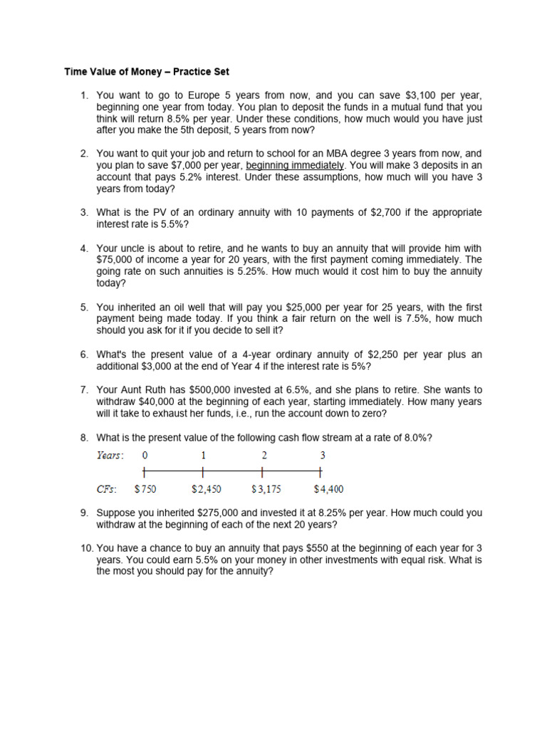 Time Value of Money Practice Problems | PDF | Business